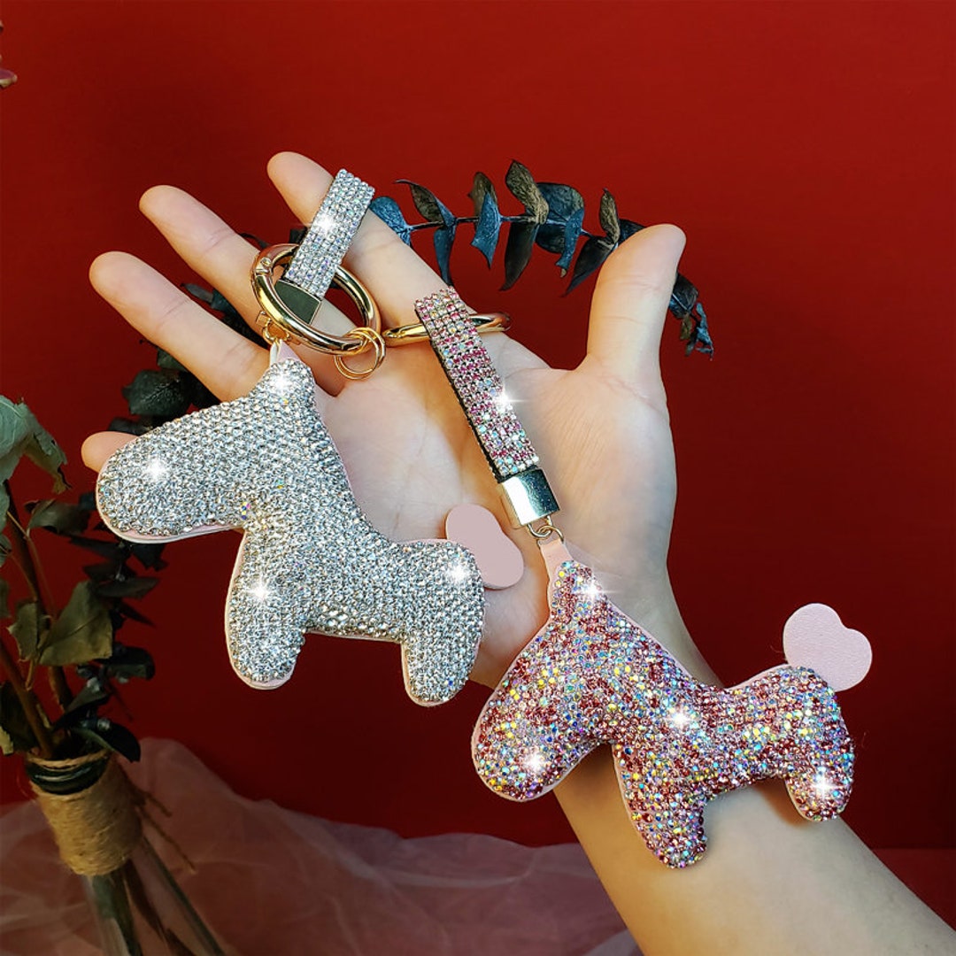 Chic Bling Horse Keychains Cute Bag Charm With Swarovski Clear/pink ...
