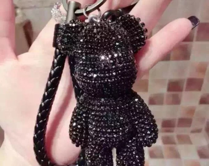 Pink Crystal Bear Key Chains Cute Keyrings Tassel Pink Rope - Etsy