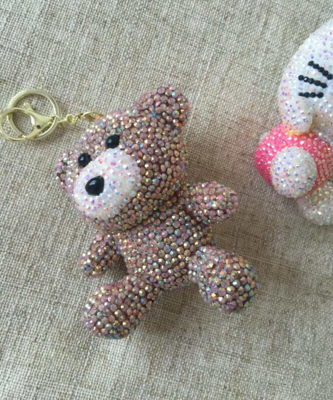 Rhinestone Bear Keychain | Etsy