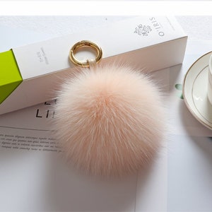 Large Fluffy Puffs Ball Bag Charm Pompom Keychain Fur Keychain Furry ...