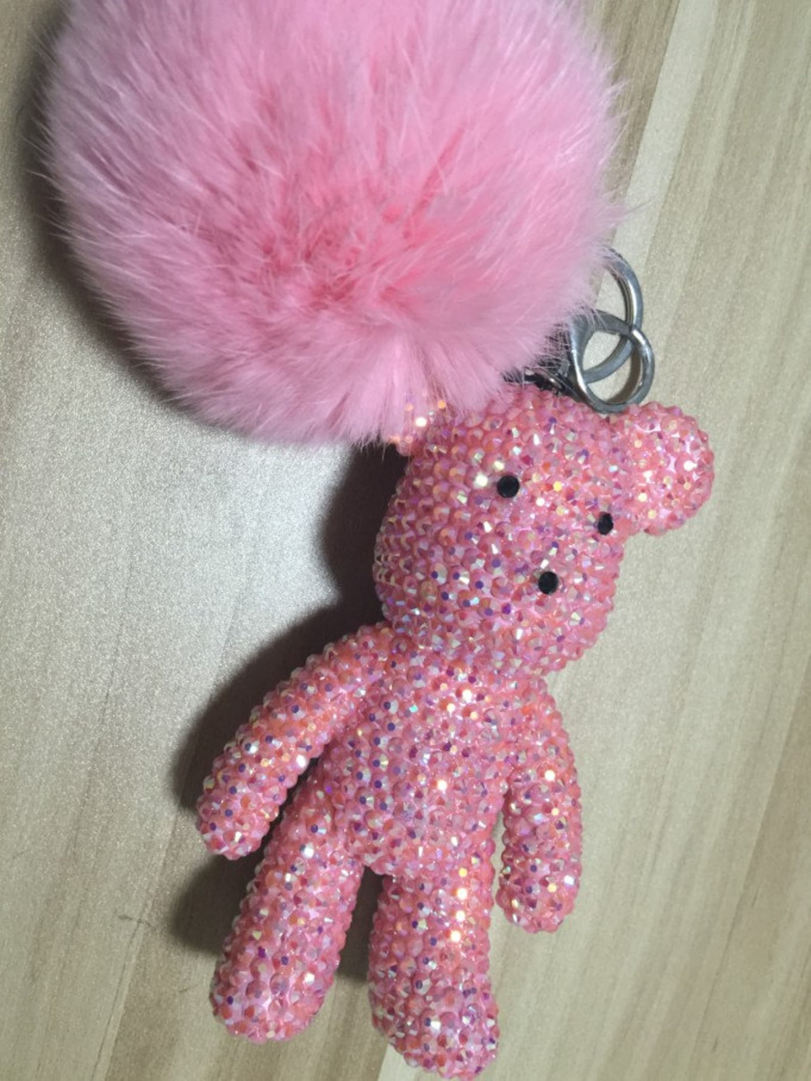 Crystal Bear Key chains Bag Charms Pink Bling Teddy Bear with | Etsy