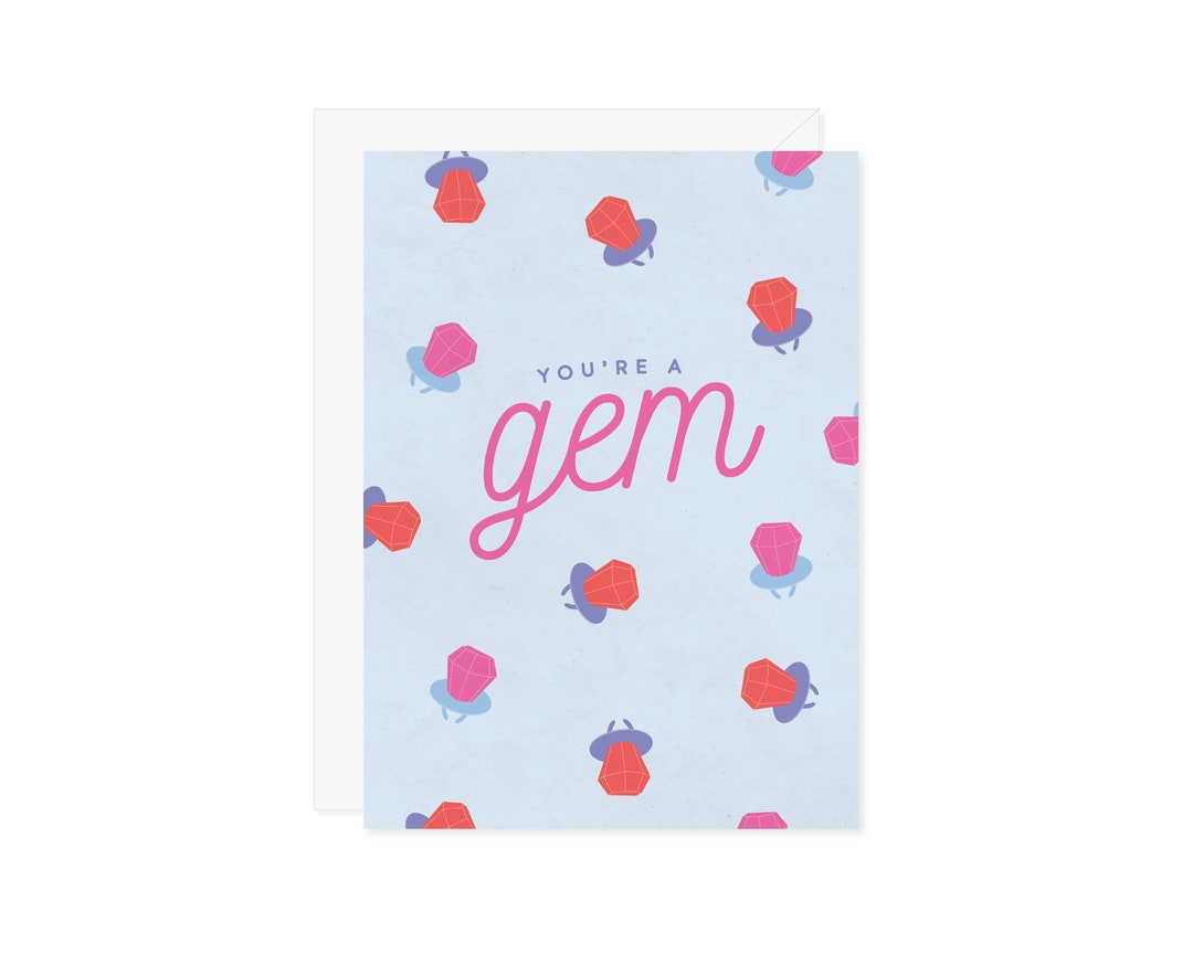 You're A Gem Greeting Card - Valentine's Galentine's Thank You Card ...