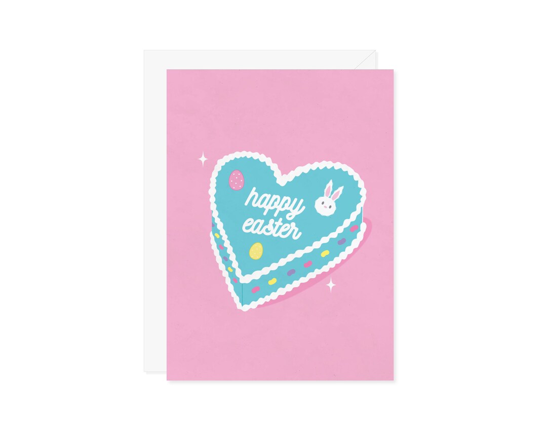 Happy Easter Greeting Card Easter Trendy Aesthetic Vintage Cake Bunnies ...