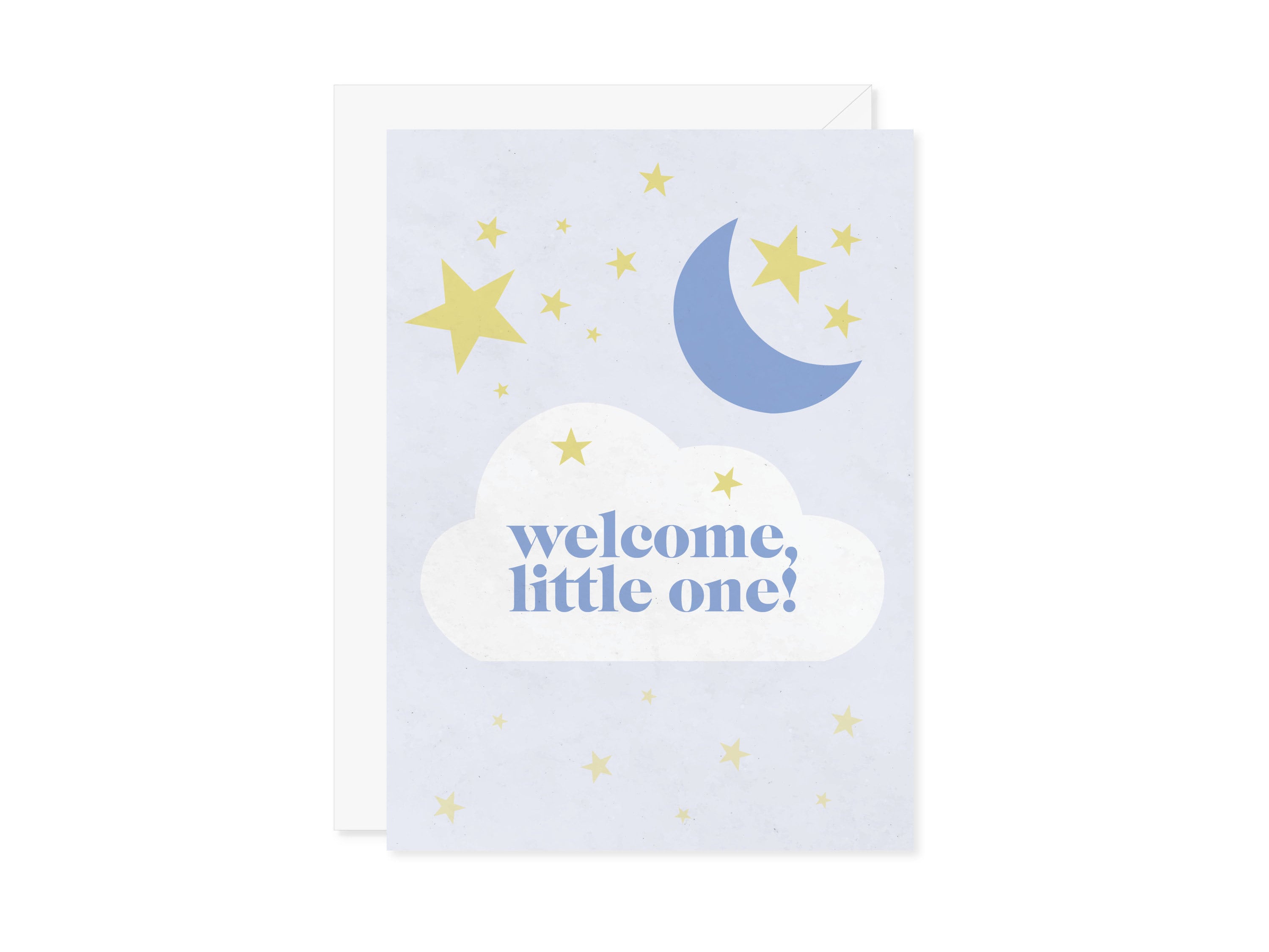 Welcome Little One Baby Card - Baby Shower Moon Stars Cloud Sky Boy ...