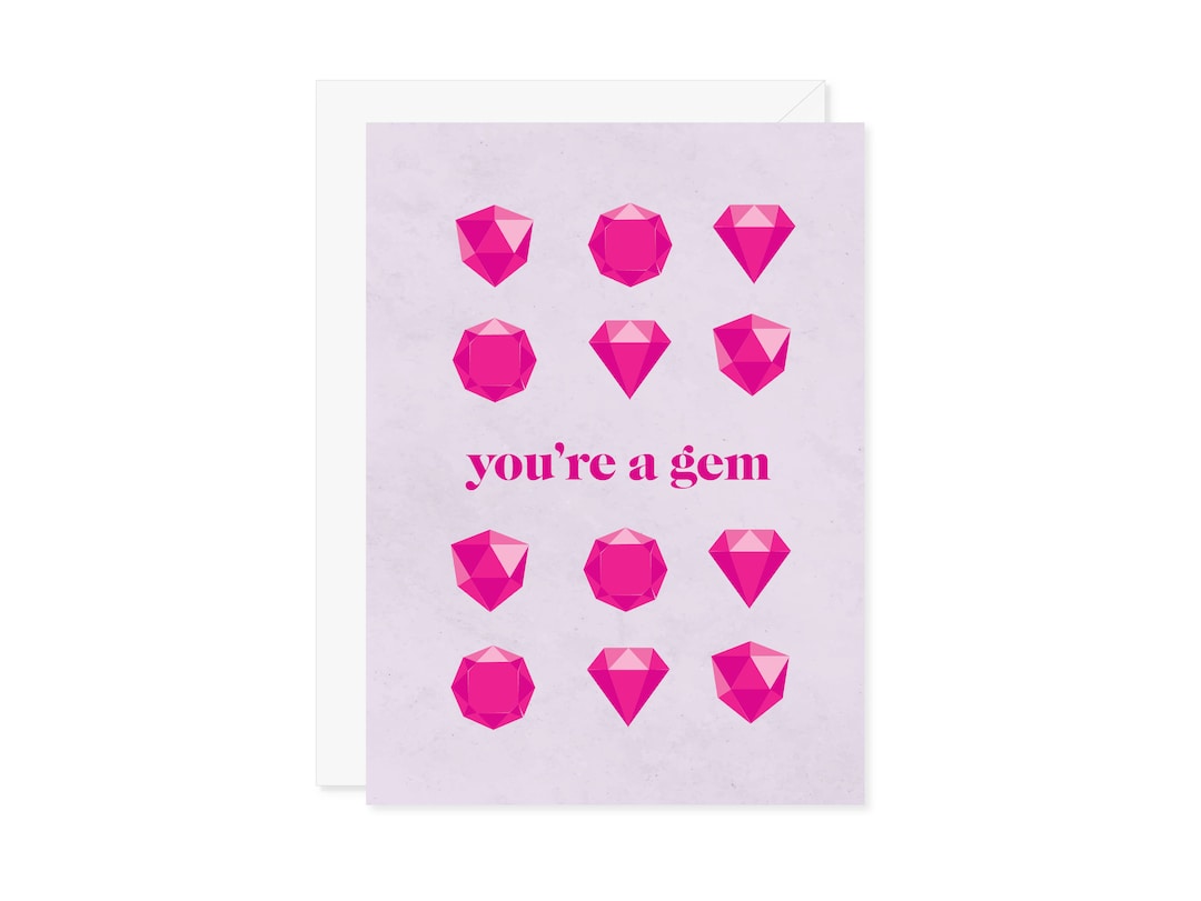 You're A Gem Card - Gemstone Crystal Punny Friendship Love Coworker ...