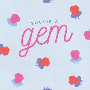 You're A Gem Greeting Card - Valentine's Galentine's Thank You Card ...