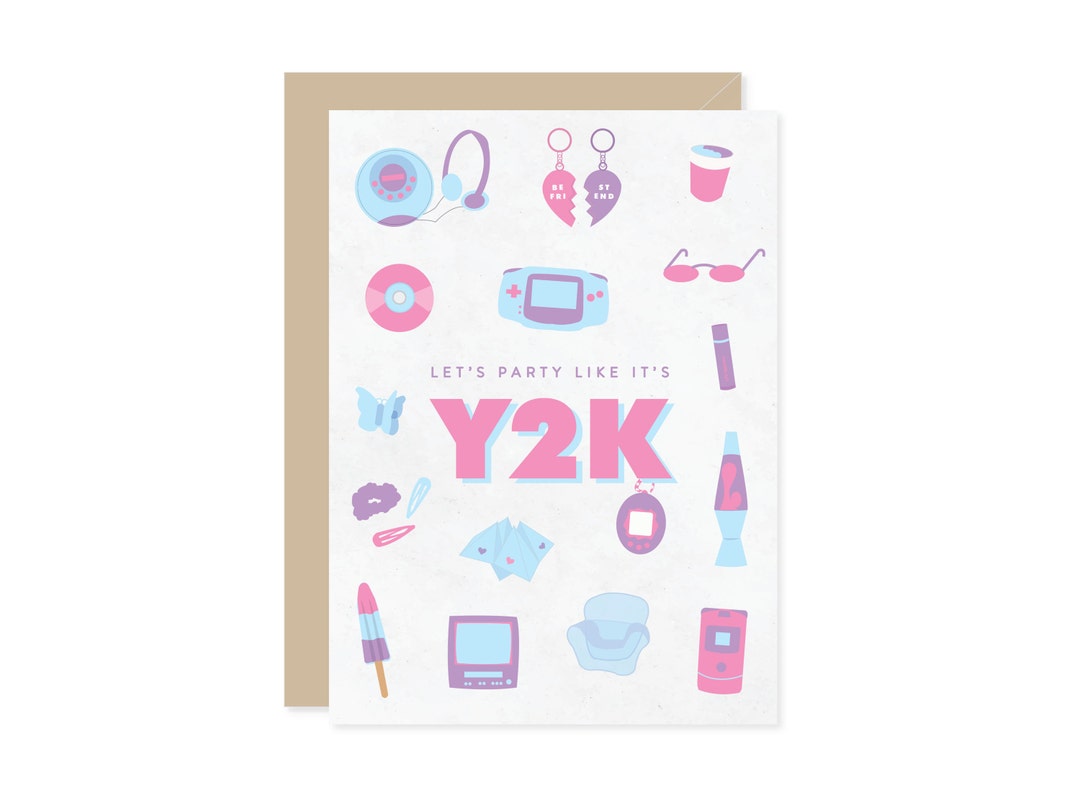 Y2K Party Greeting Card: 90s Nostalgia Birthday (5x7 With Envelope) - Etsy