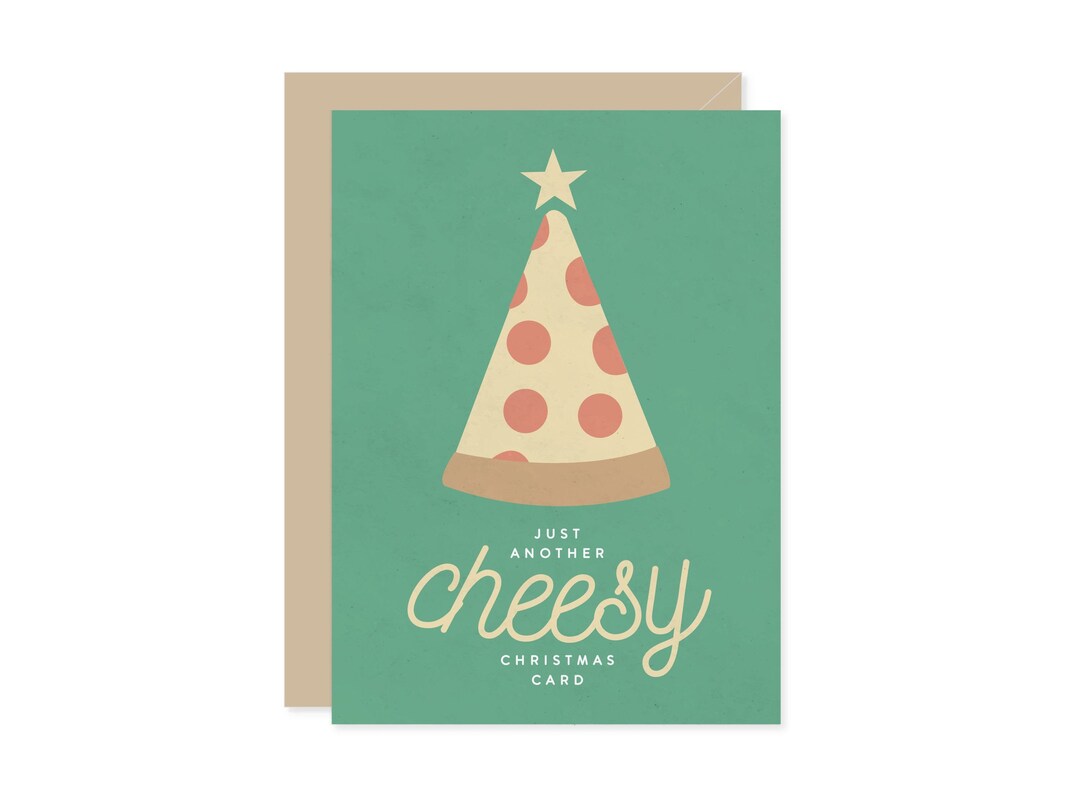Cheesy Pizza Christmas Card: Holiday Pun Greeting (A7 With Envelope) - Etsy