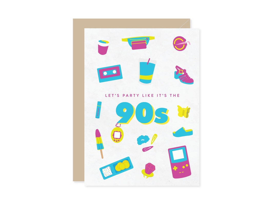 90s Nostalgia Birthday Card: Retro Toys & Snacks (5x7 With Envelope) - Etsy