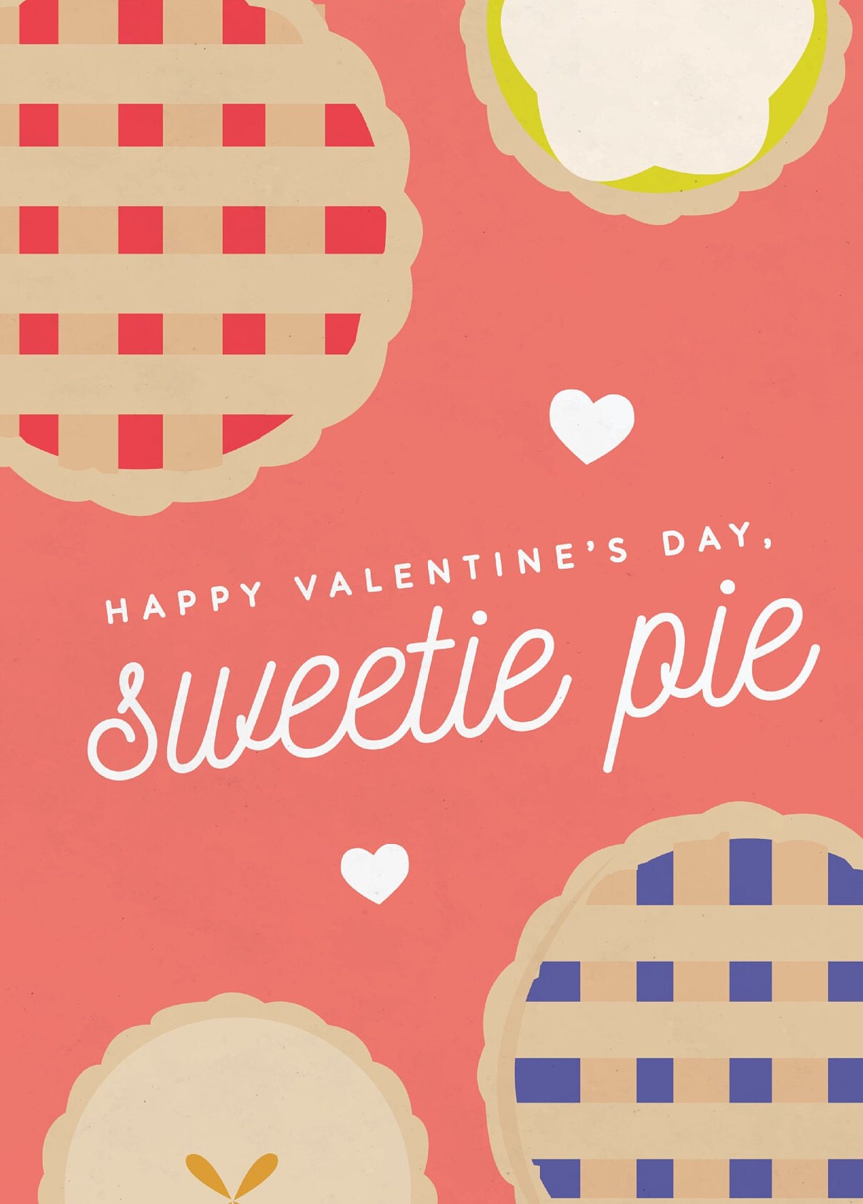 Happy Valentine's Day Sweetie Pie Greeting Card - Cherry Blueberry ...