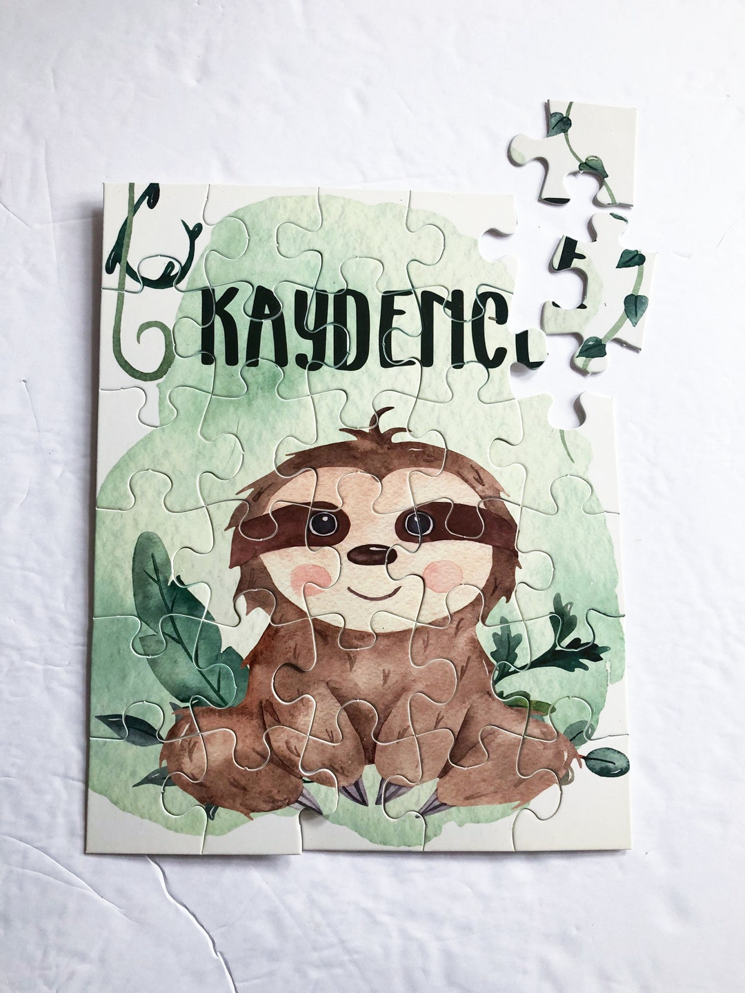Personalized Sloth Puzzle Jungle Animal Puzzle Kids Birthday Gift Gift ...