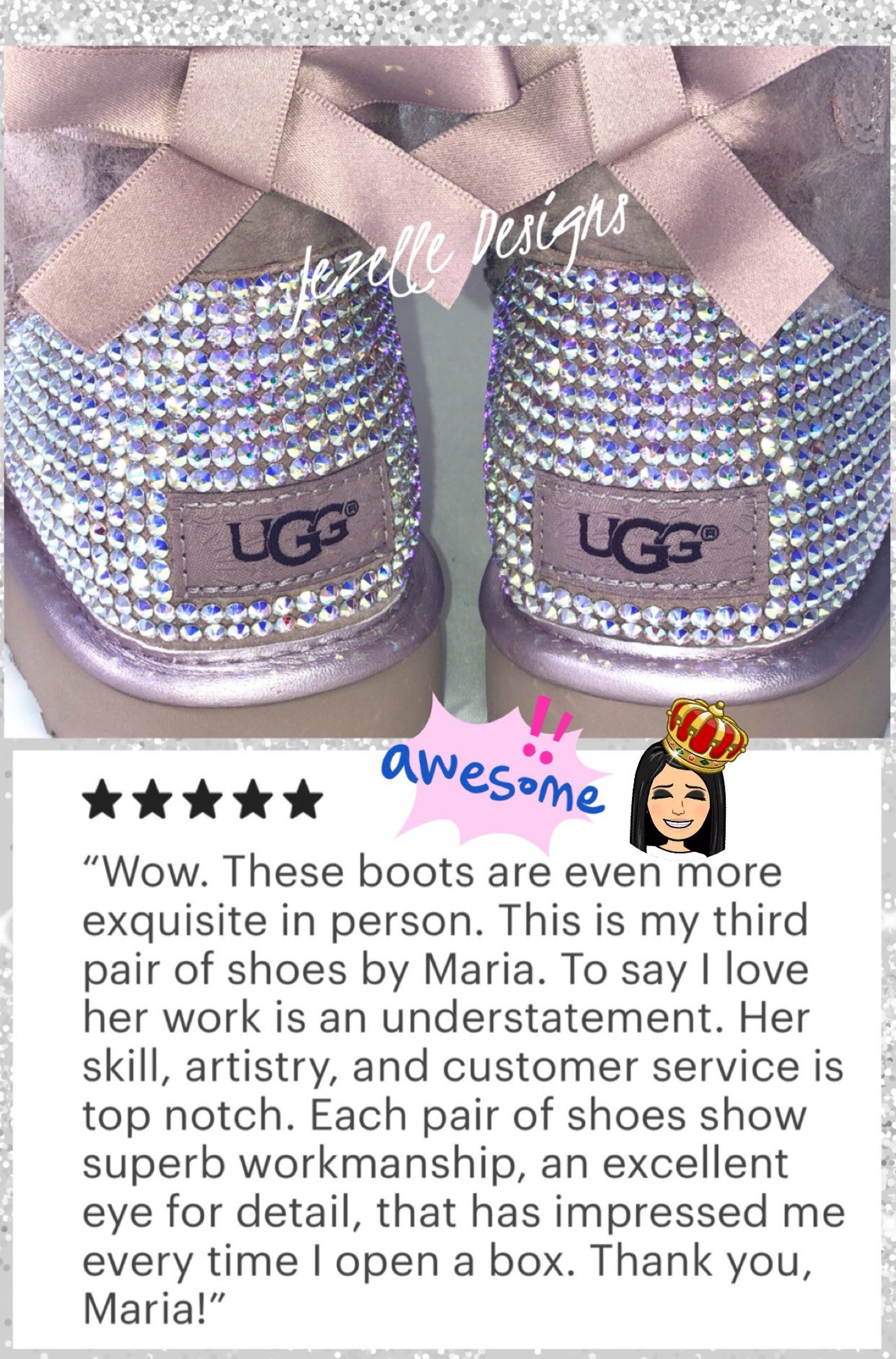 Hand Jeweled Black Ugg Boots, Custom Swarovski Crystal Bling | Luxury ...