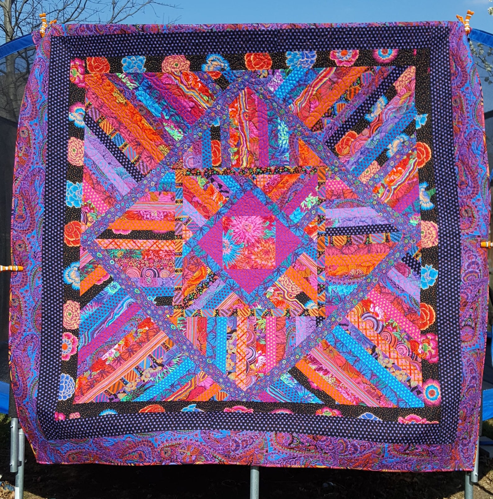 Handmade Quilt, Full Size Quilt, Bright Colored Quilt, Bold Designer ...