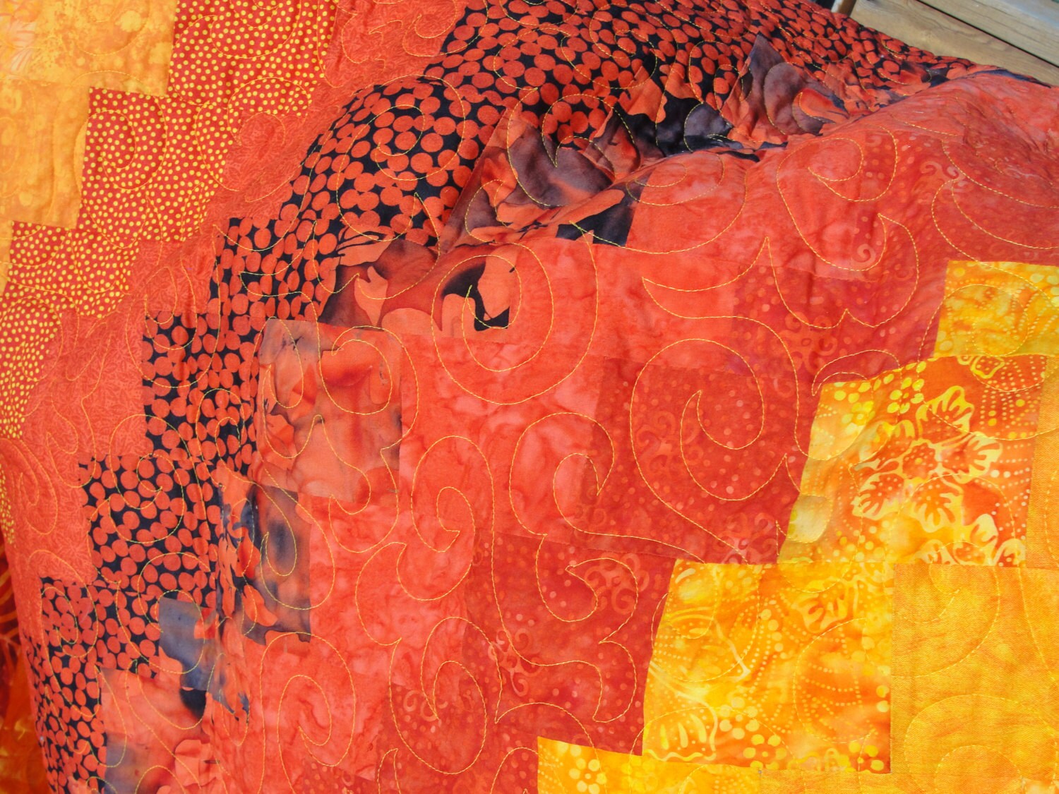 Queen Size, King Size Handmade Batik Quilt Sahara Sunshine, 96 "x 113 ...