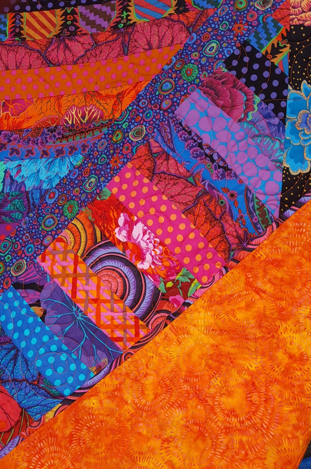 Handmade Quilt, Full Size Quilt, Bright Colored Quilt, Bold Designer ...