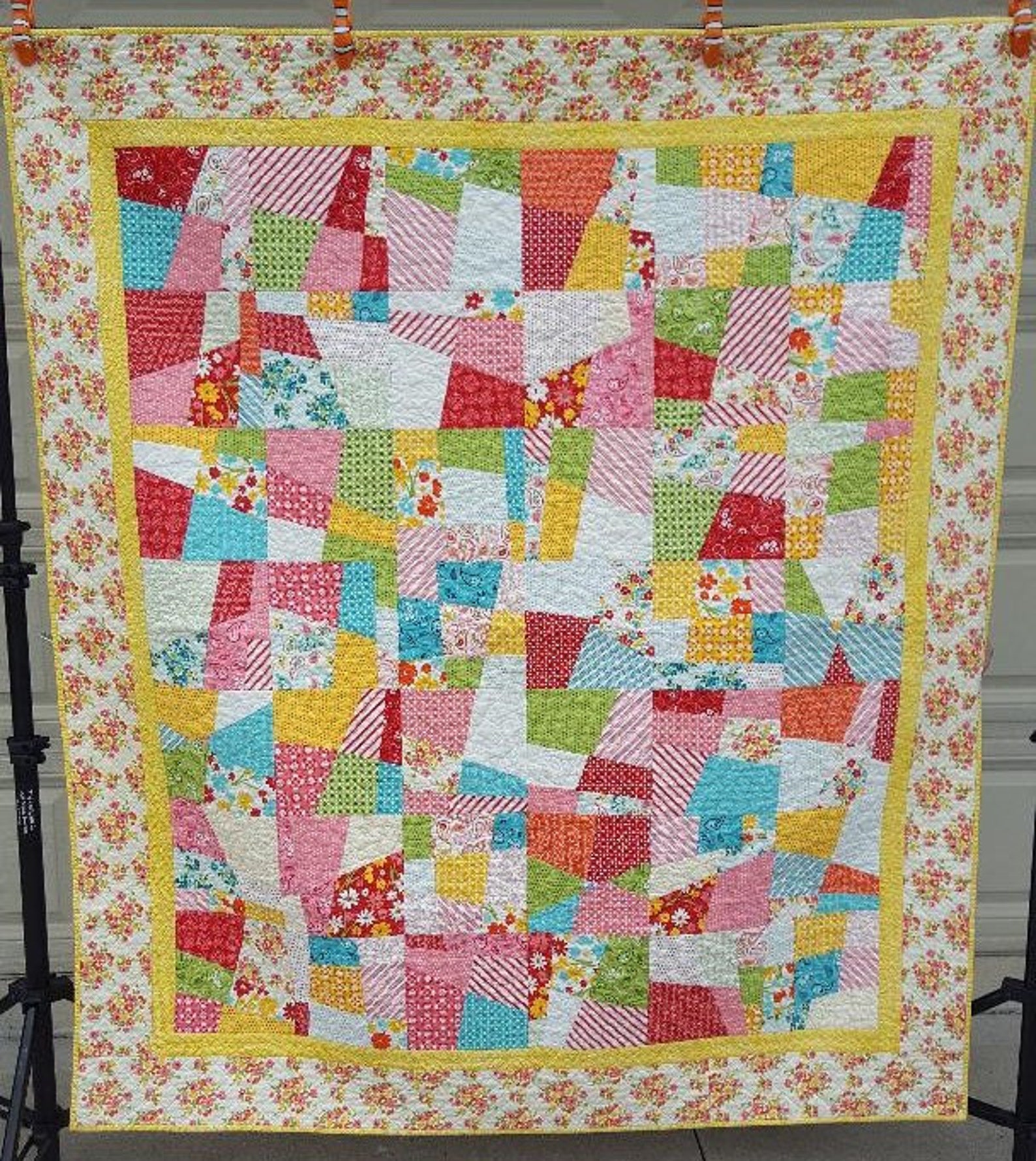 Handemade Quilt, Multi-colored Quilt, "summer Sunshine", Throw Size ...