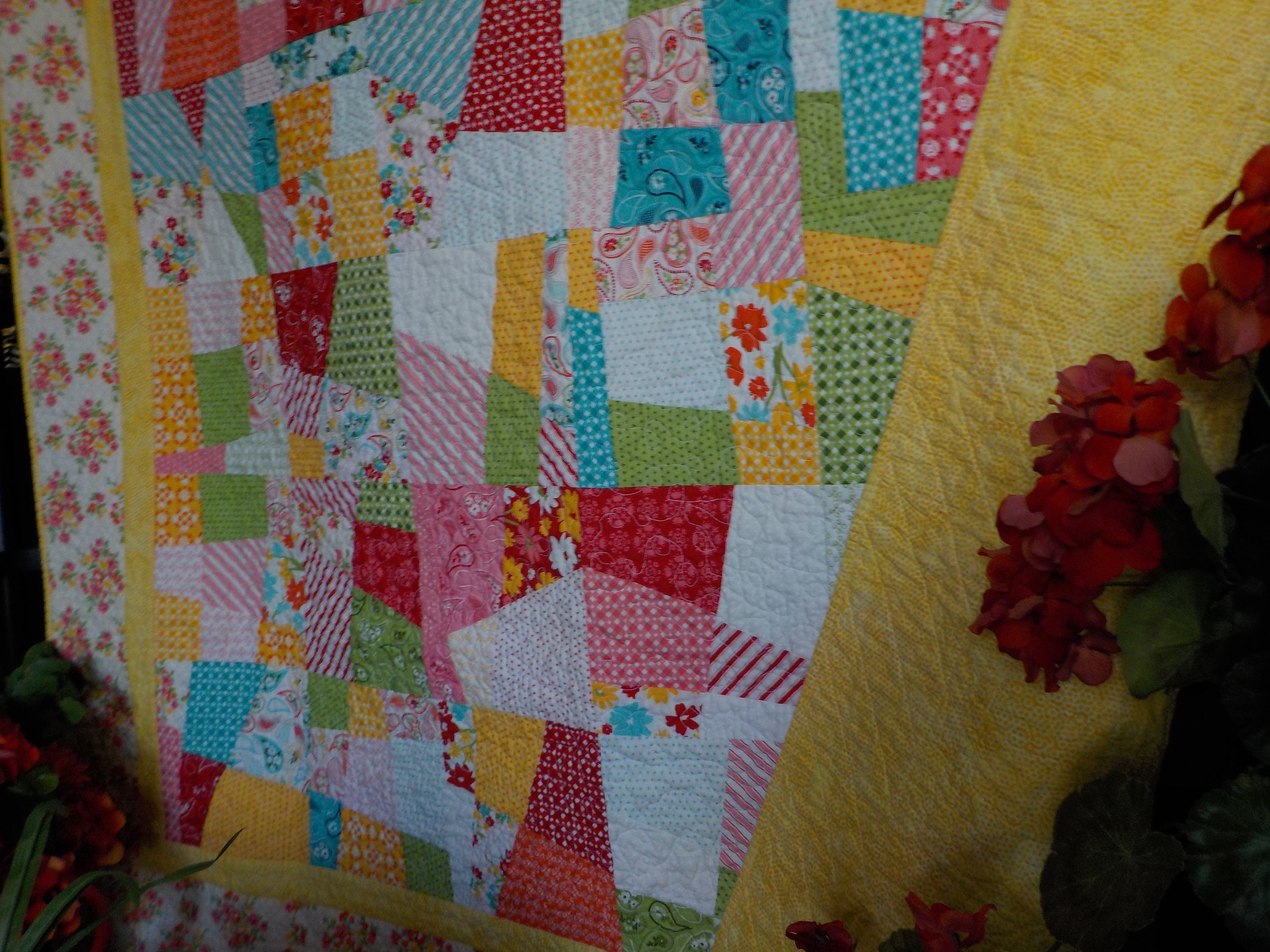 Handemade Quilt, Multi-colored Quilt, "summer Sunshine", Throw Size ...