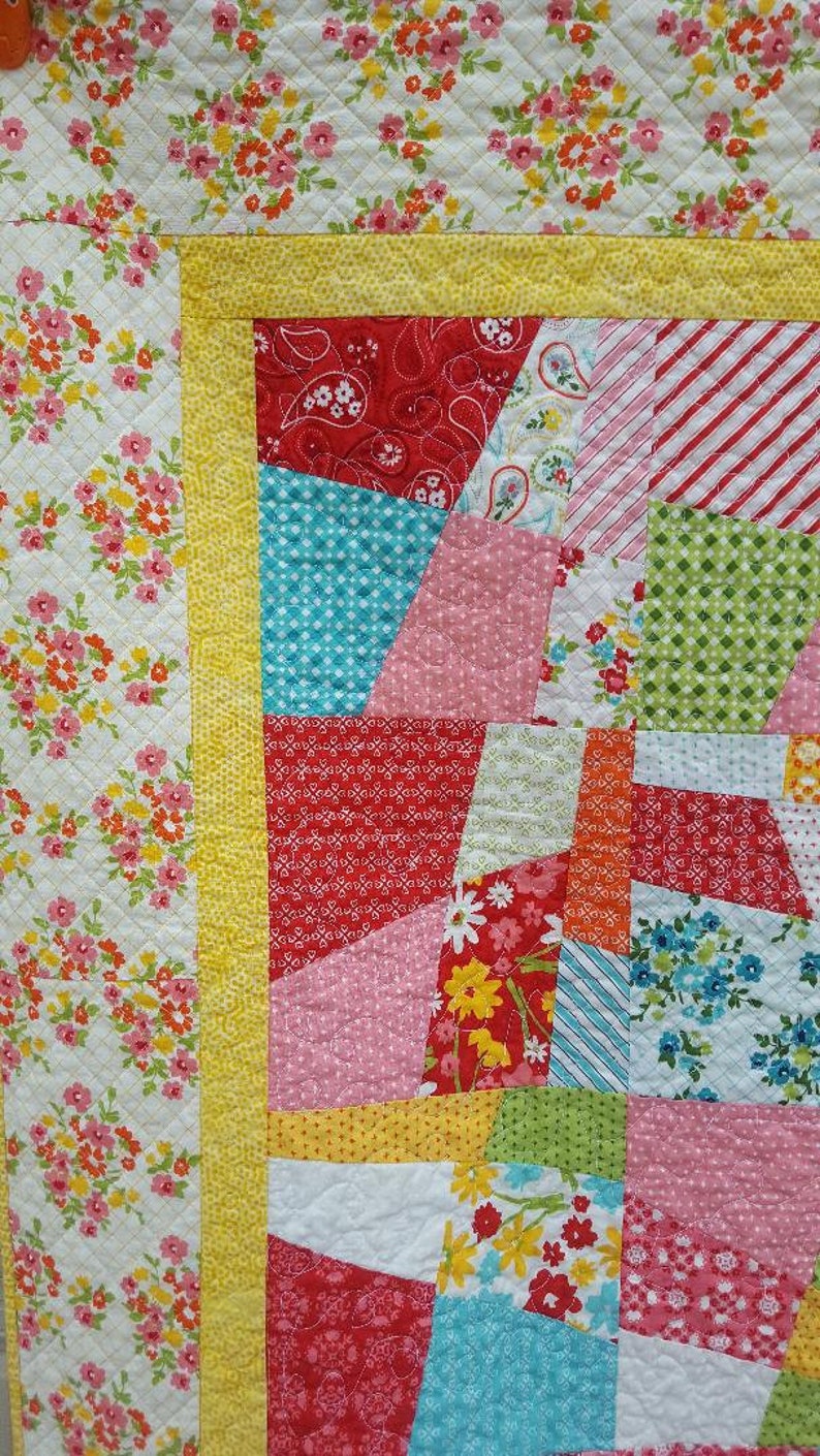 Handemade Quilt, Multi-colored Quilt, "summer Sunshine", Throw Size ...