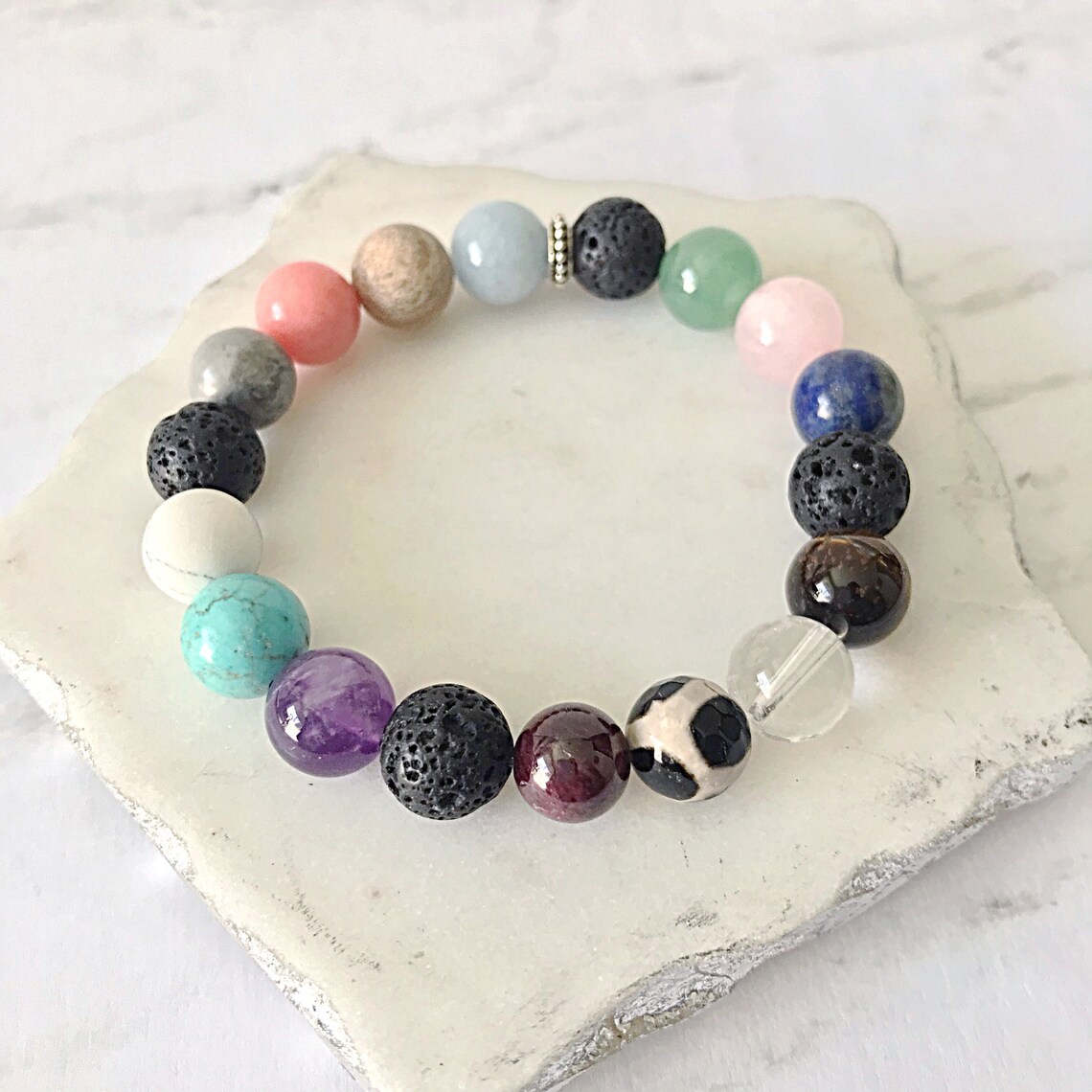 7 Chakras Diffuser Bracelet Chakra Gemstones Lava Bead - Etsy