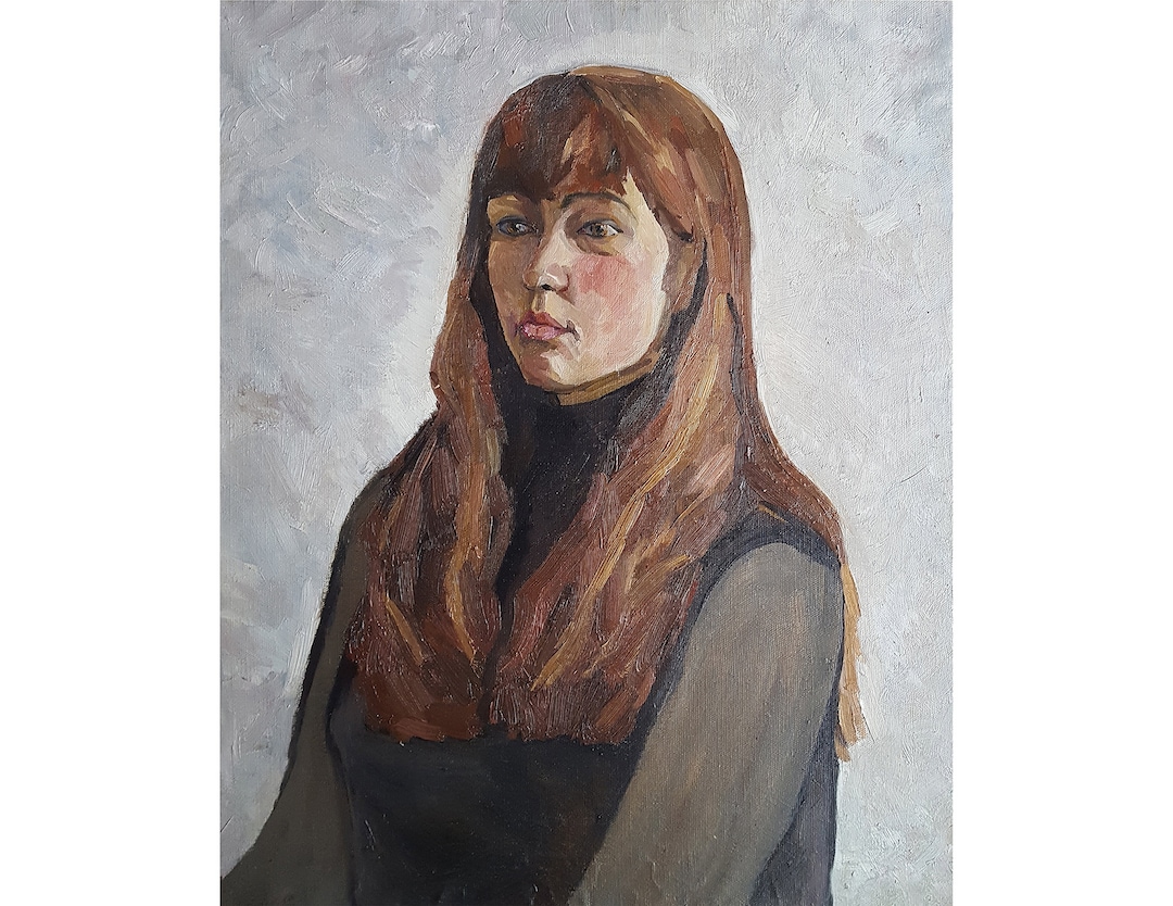PORTRAIT OF A GIRL Original Oil Painting on Board by a Ukraine Artist T ...
