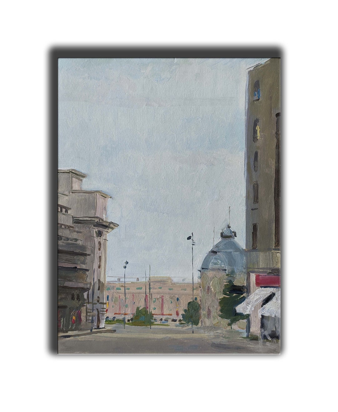 VINTAGE TOWNSCAPE PAINTING Original Oil Painting on Board by Soviet ...