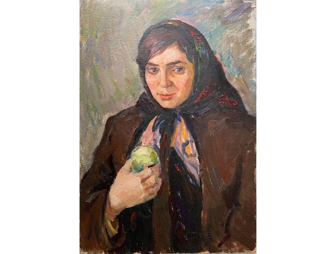 VINTAGE FEMALE PORTRAIT Original Oil Painting by Ukrainian Artist V ...