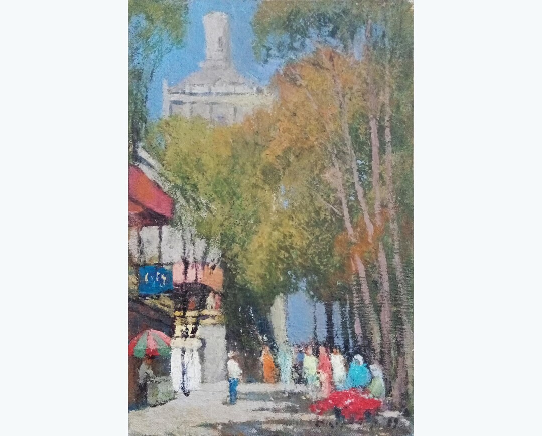 VINTAGE TOWNSCAPE PAINTING Original Oil Painting on Canvas by Ukrainian ...