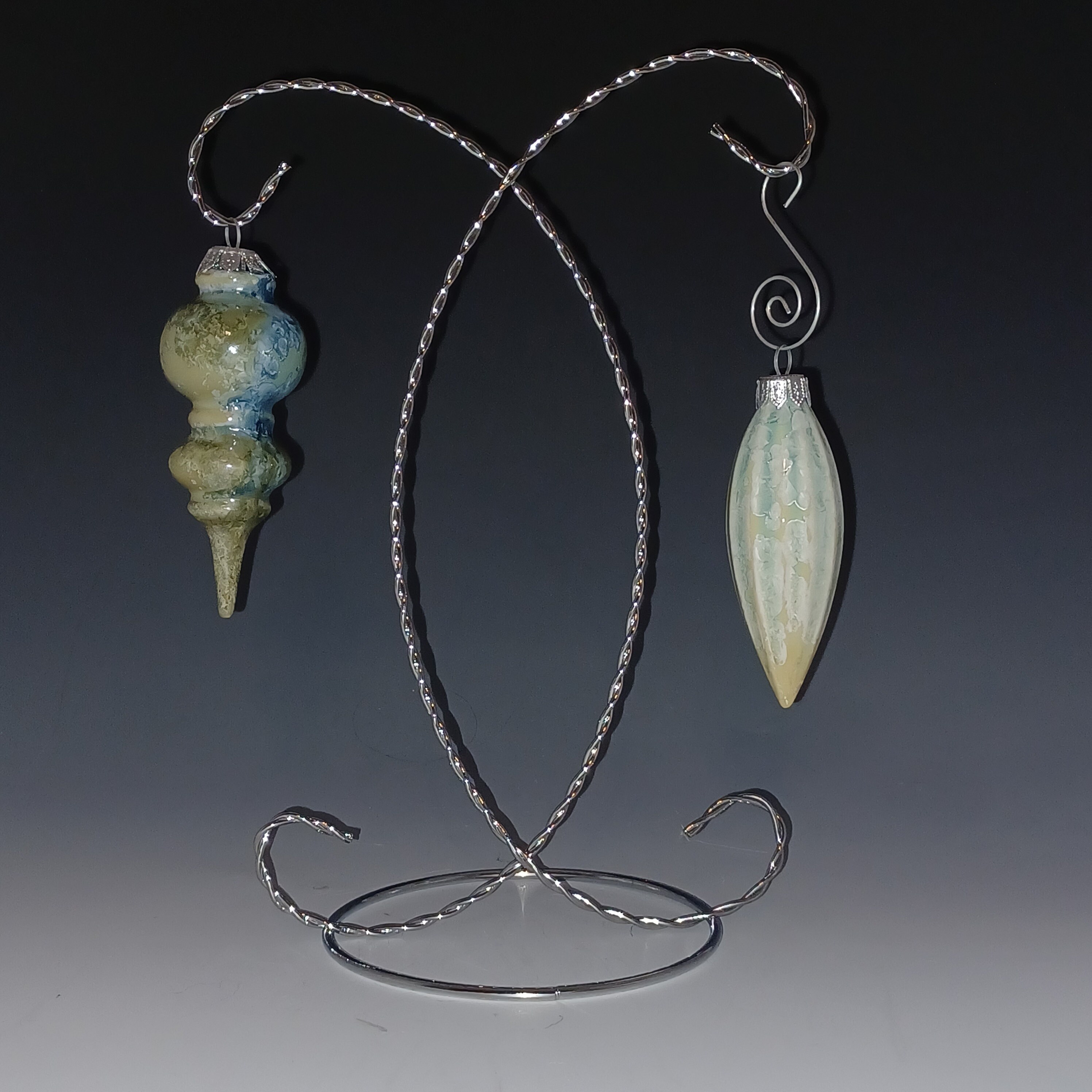 Silver Twisted Double Ornament Stand, Silver Metal Hanger, Ornament ...