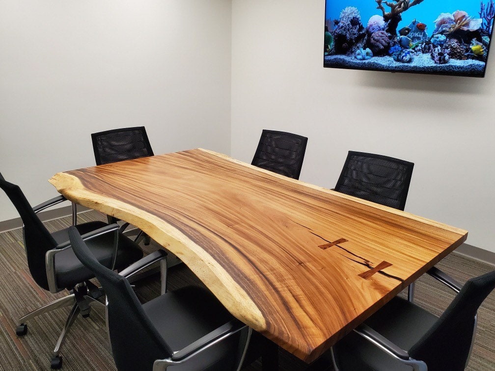 Live Edge Conference Table Black Walnut Monkeypod Maple | Etsy Canada
