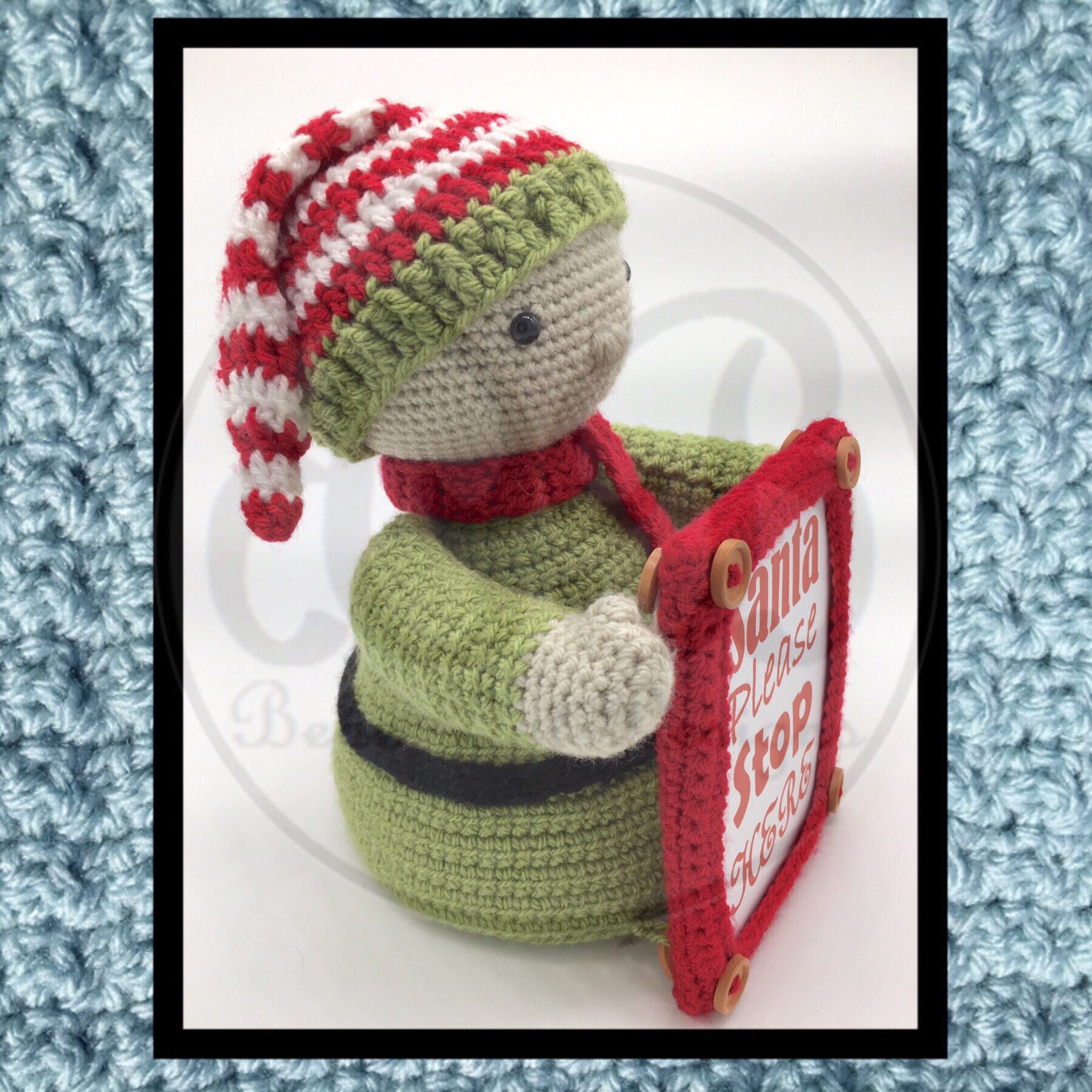 Elf 'santa Stop Here' Sign Ornament, Crochet Pattern - Etsy