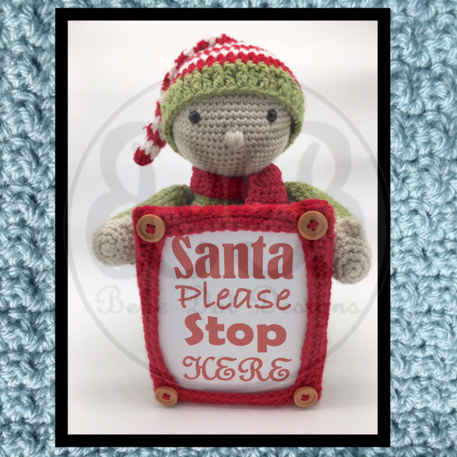 Elf 'santa Stop Here' Sign Ornament, Crochet Pattern - Etsy