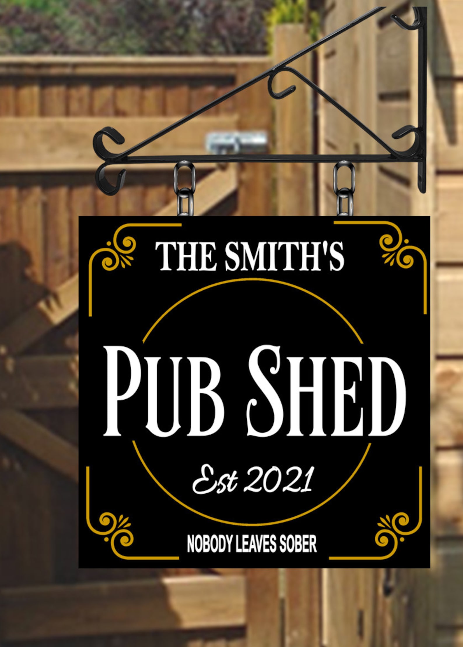 Personalised Pub Shed Hanging Swing Sign With Bracket Garden - Etsy UK