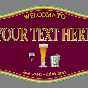 Personalised Barrel Shaped Pub Shed Hanging Swing Sign With Bracket ...