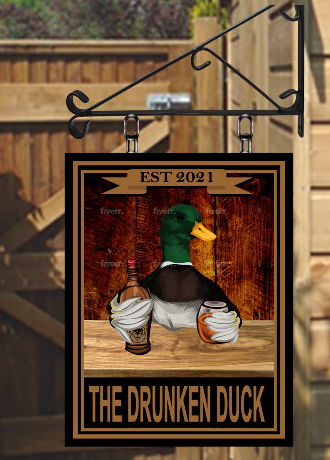 The Drunken Duck Personalised Swinging Custom Made Hanging Pub and Bar ...