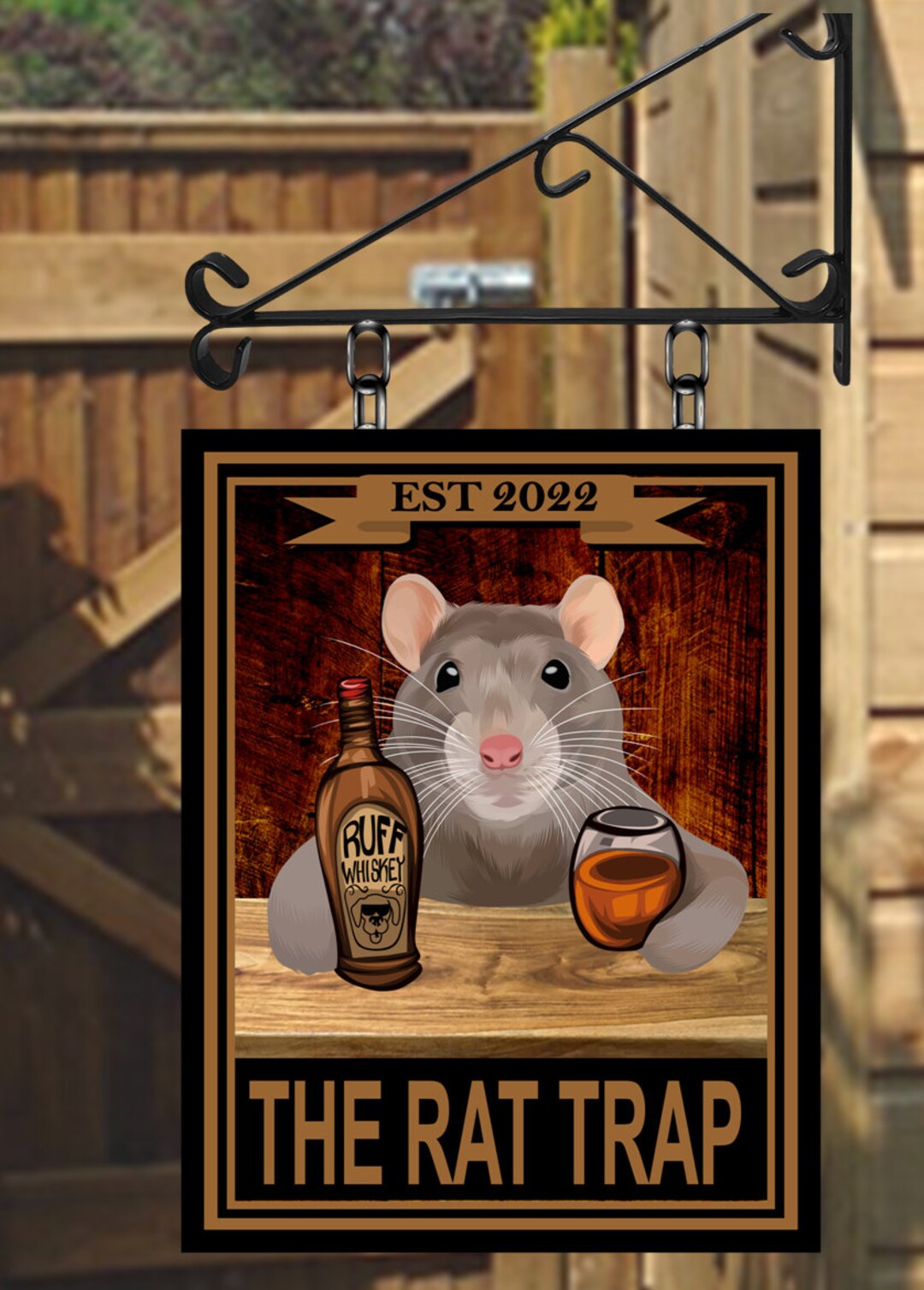 The Rat Trap Personalised Swinging Custom Made Hanging Pub and Bar Sign ...