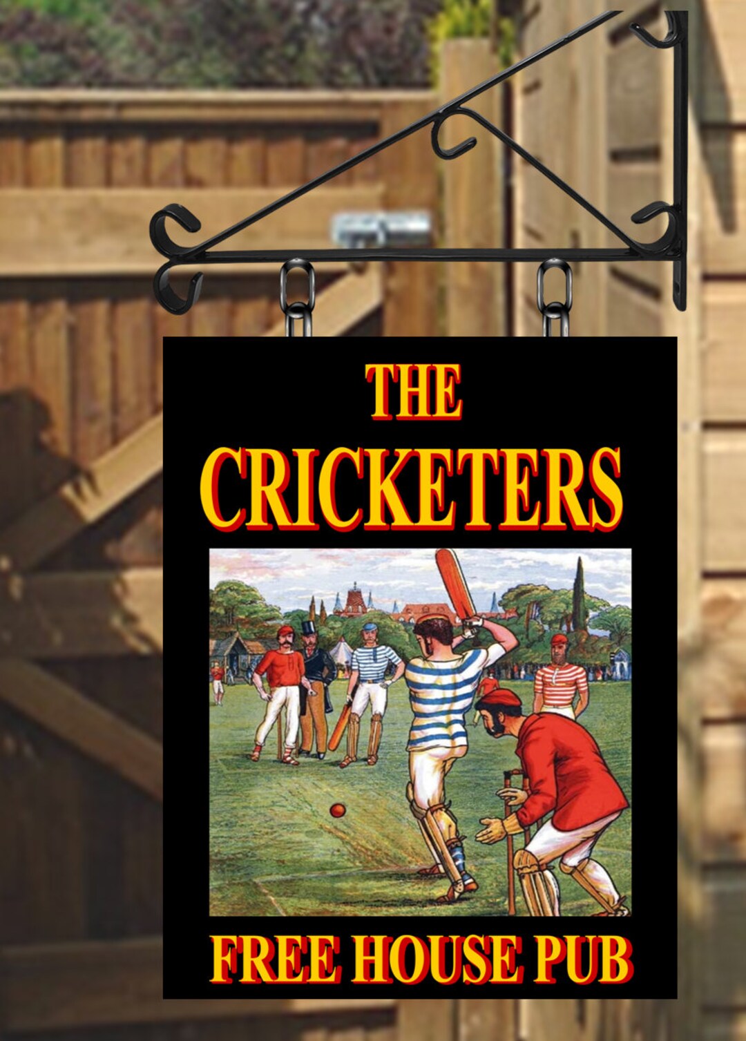 The Cricketers Personalised Swinging Custom Made Hanging Pub and Bar ...
