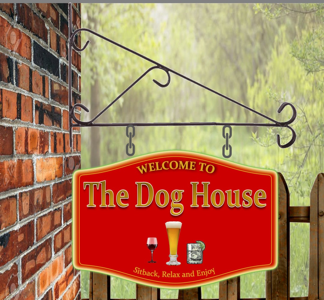 Personalised Barrel Shaped Pub Shed Hanging Swing Sign With Bracket ...