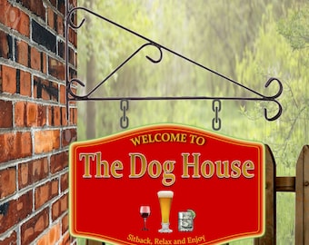 Personalised Pub Shed Hanging Swing Sign With Bracket Garden Pub Home ...