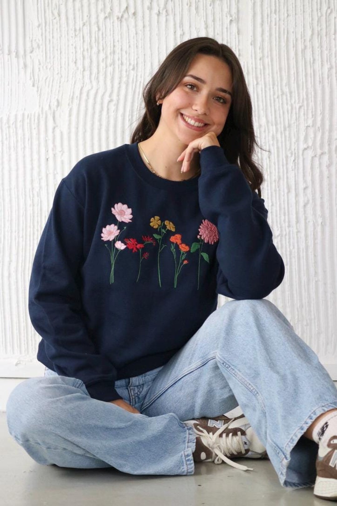 Embroidered Autumnal Floral Sweater - Fall Sweater, Floral Sweater ...