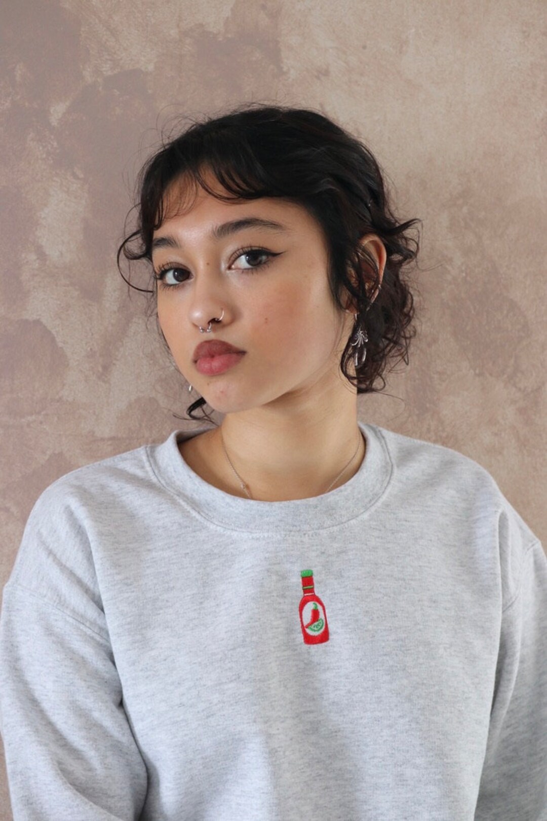 Embroidered Chilli Bottle Sweater: Spicy Foodie Gift - Etsy