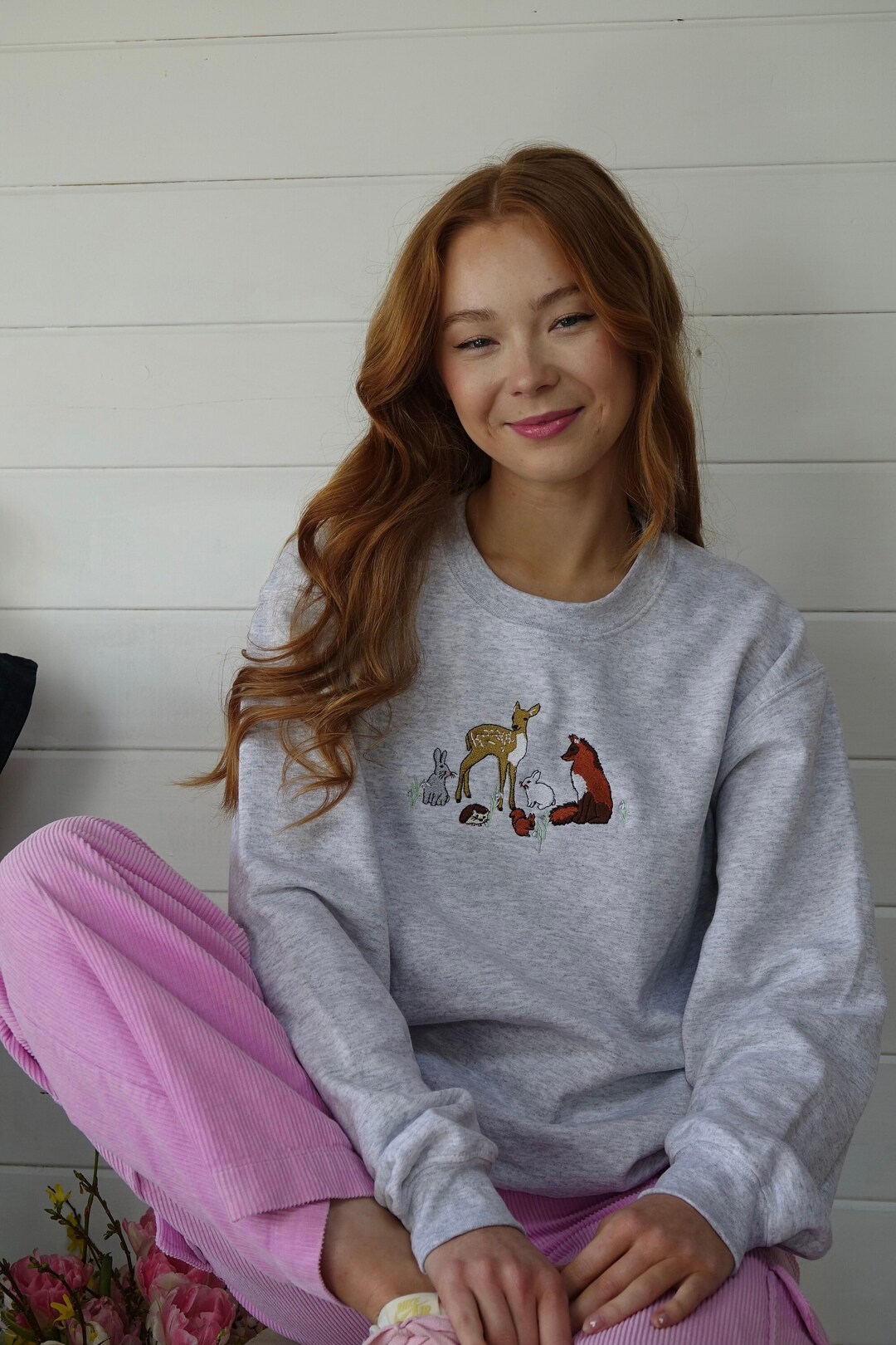 Embroidered Woodland Animals Sweater - Etsy