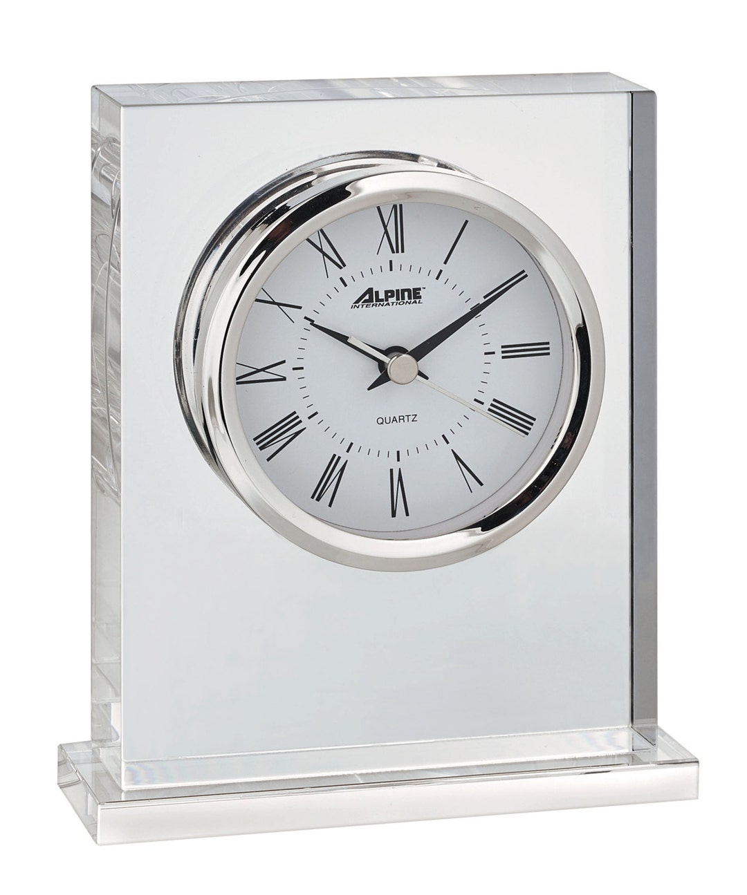 Heavy Crystal Desk Clock With Engraving Plate free Engraving - Etsy