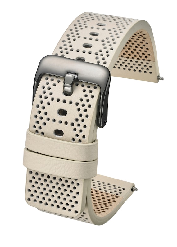 Soft and Smooth Genuine Perforated Leather Watch Band Beige | Etsy