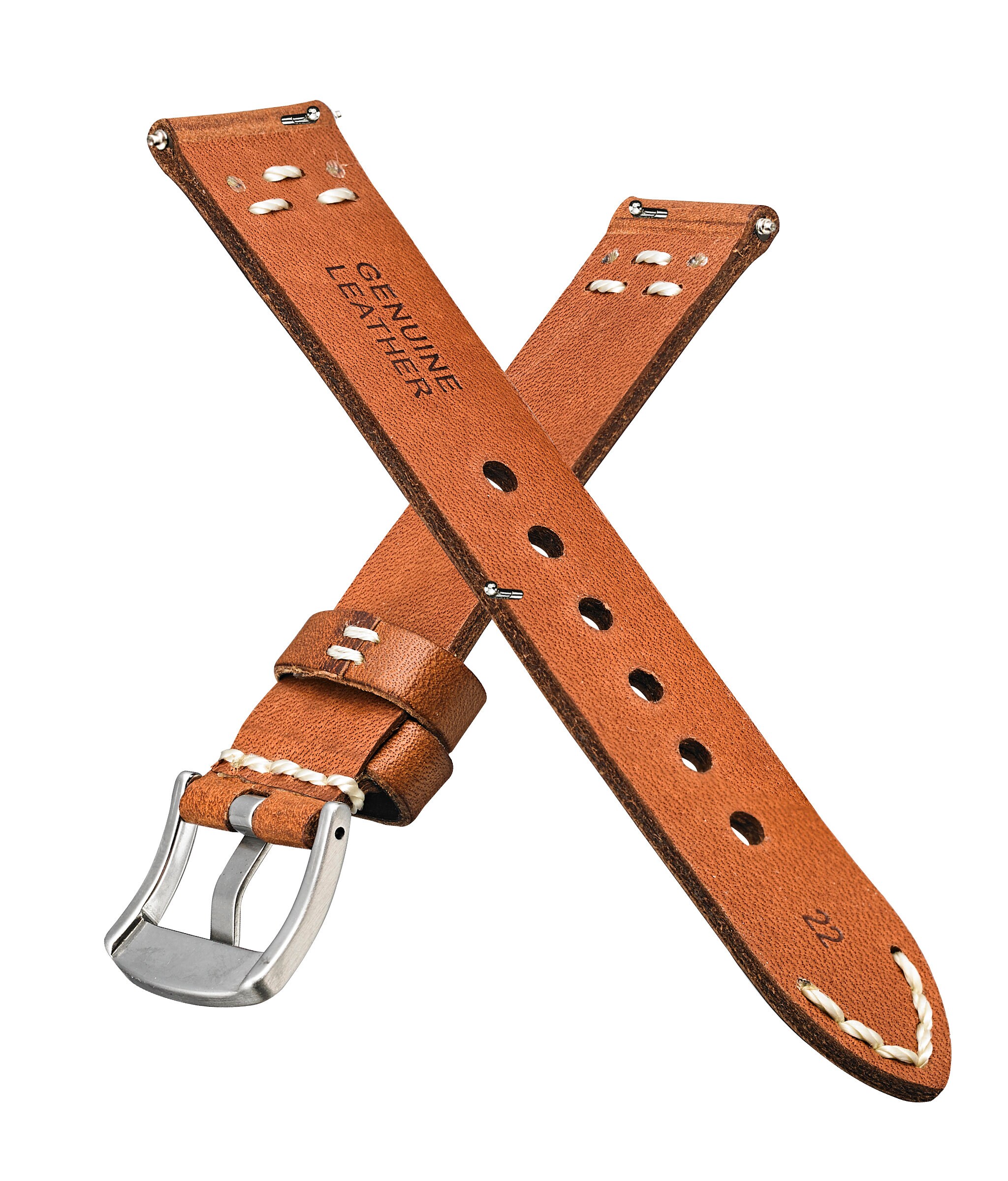 Genuine Vintage Leather Watch Band With Quick Release Spring Bars - Tan ...
