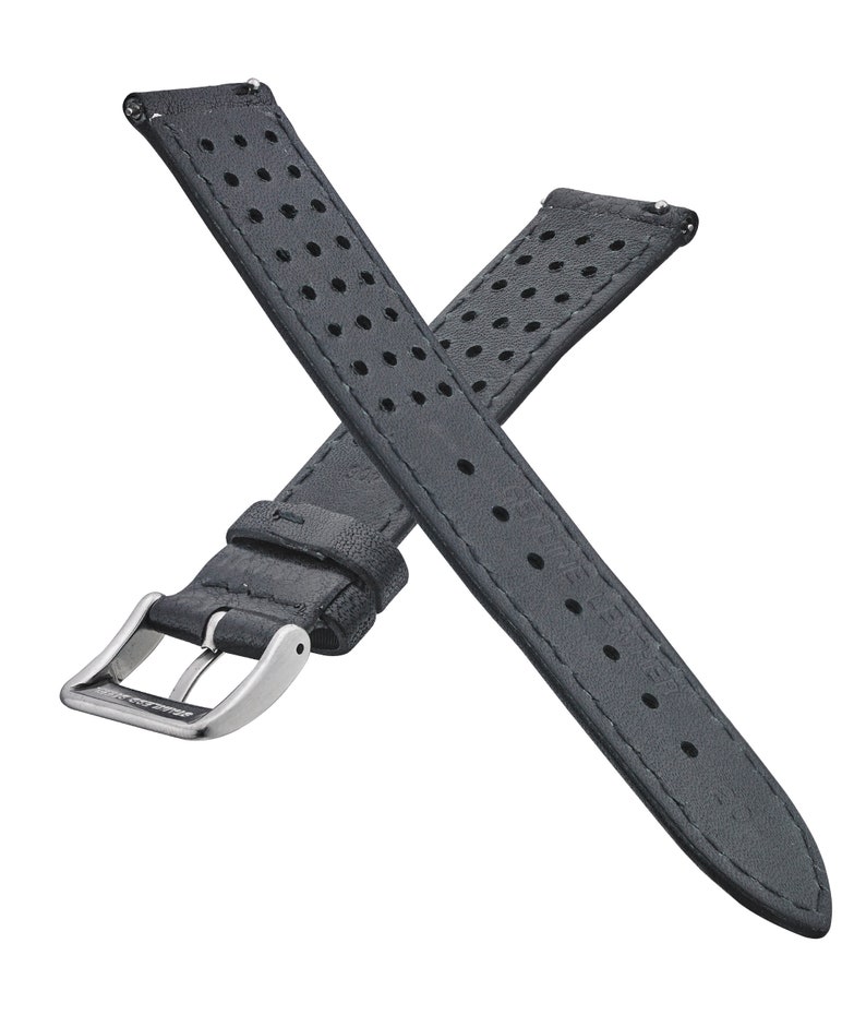 Soft and Smooth Genuine Perforated Leather Watch Band - Black - 18 Mm ...