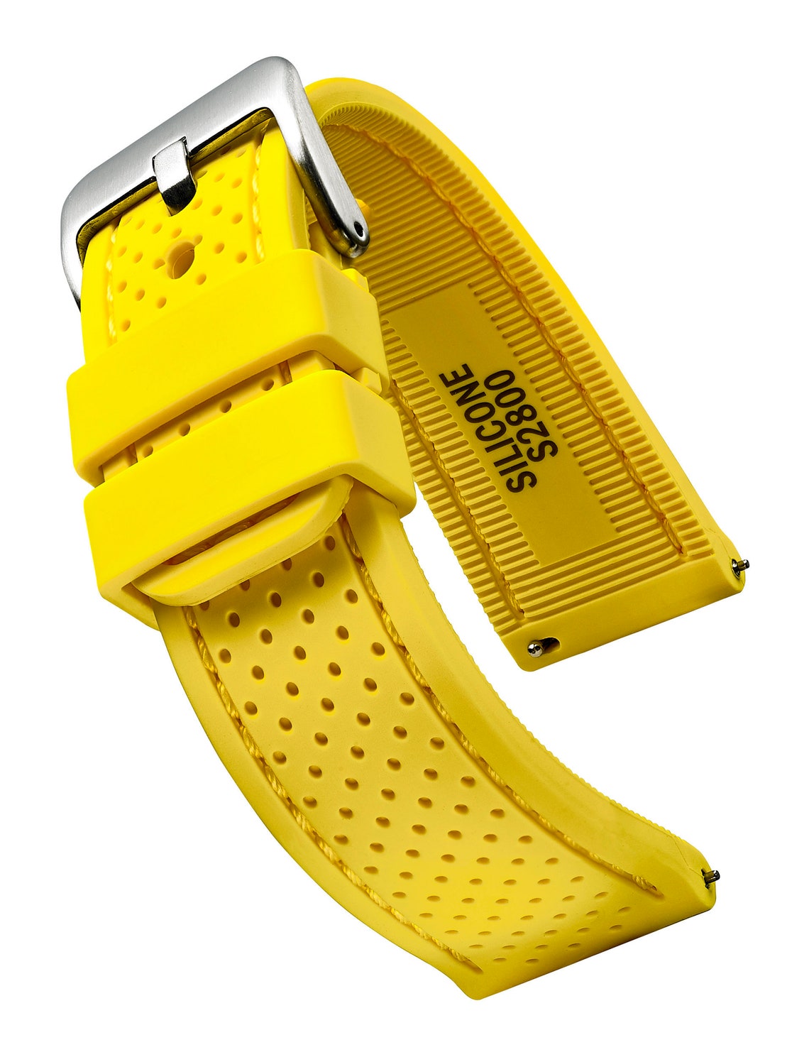 Silicone Soft Padded Watch Band With Quick Release Spring Bars - Yellow ...