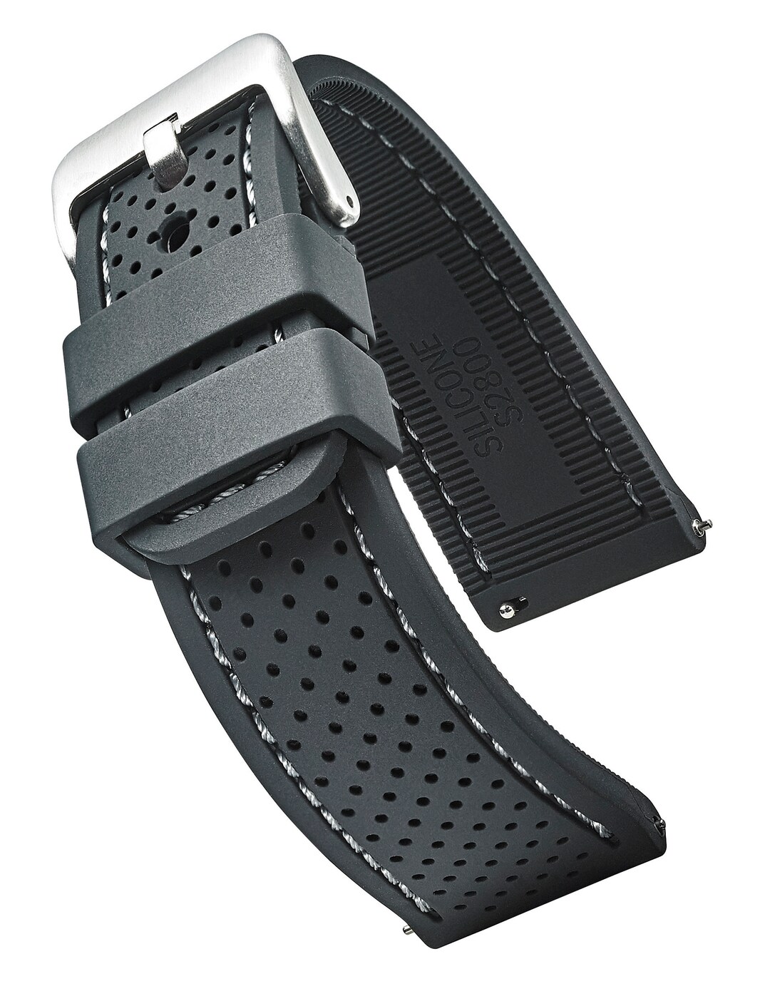 Silicone Soft Padded Watch Band With Quick Release Spring Bars - Black ...