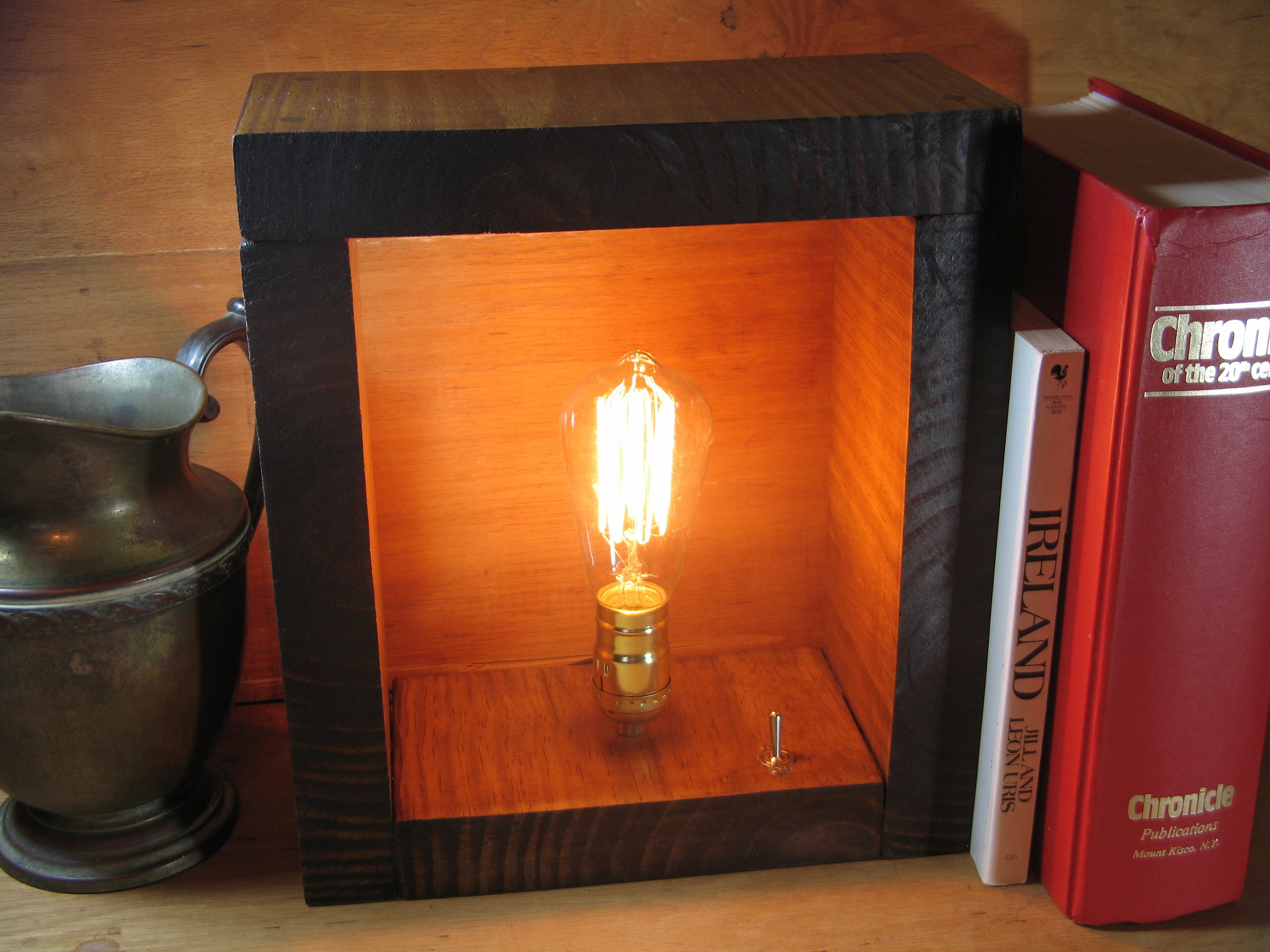 Rustic Shadow Box Edison Lamp, Wood Square Frame, Handmade - Etsy