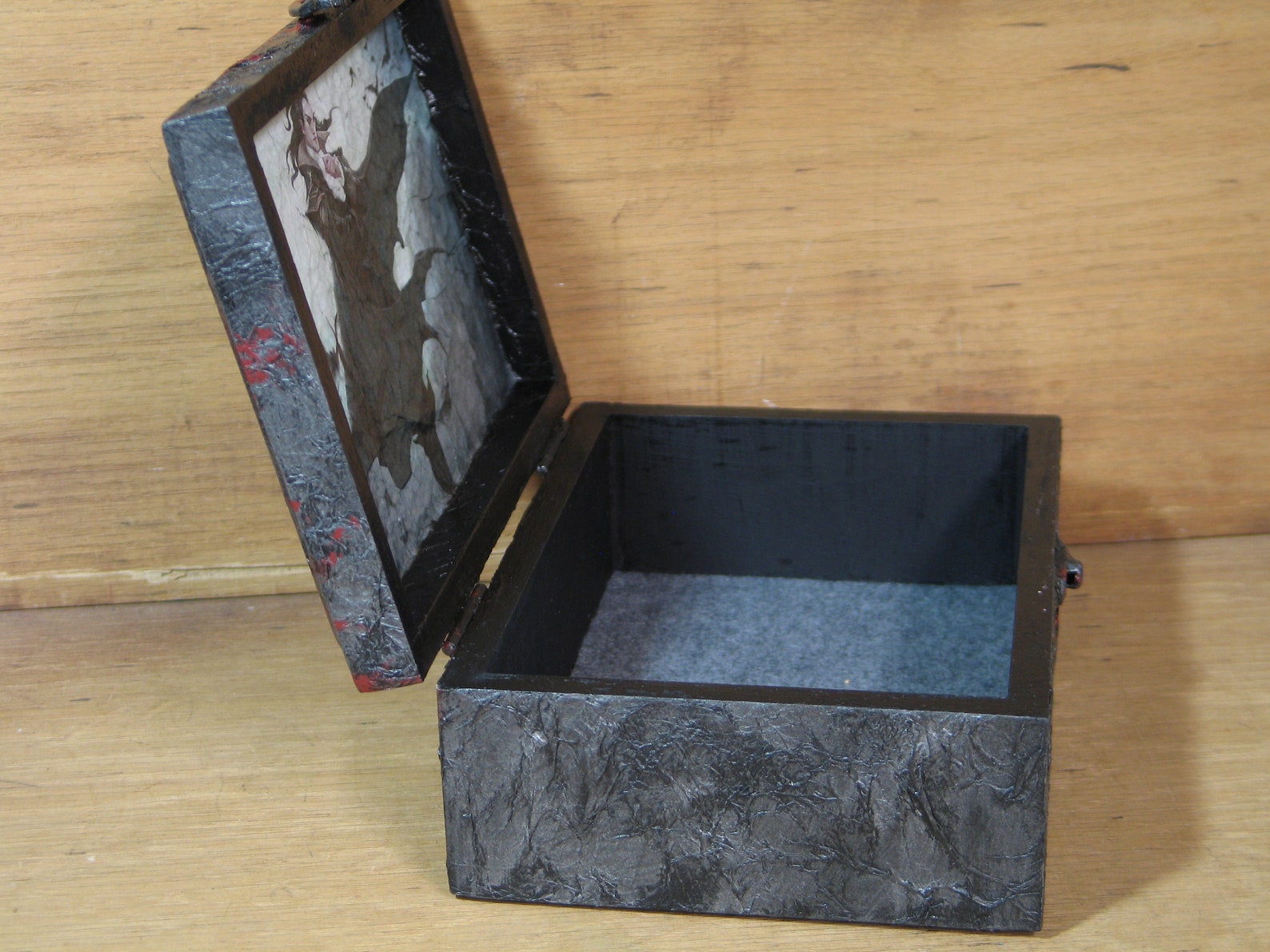 Trading Card Game, Deck Box, Handmade, Vampire, Aged Silver, Playing ...