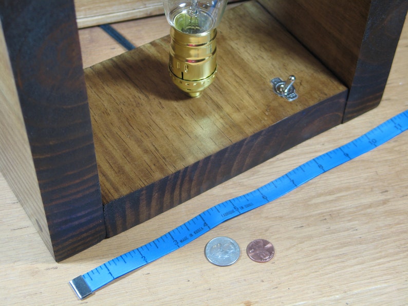 Rustic Shadow Box Edison Lamp Wood Square Frame Handmade - Etsy